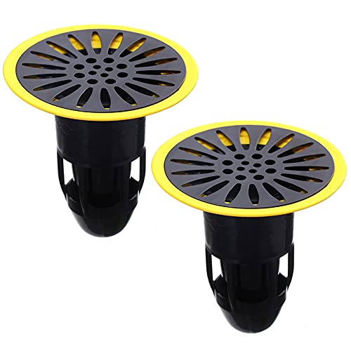 Shower Floor Drain Backflow Preventer Valve Sewer Core Drainage Insert Drain Plug Hair Catcher Gas Sealer Floor Strainer Trap Seal (Black-2Pack)