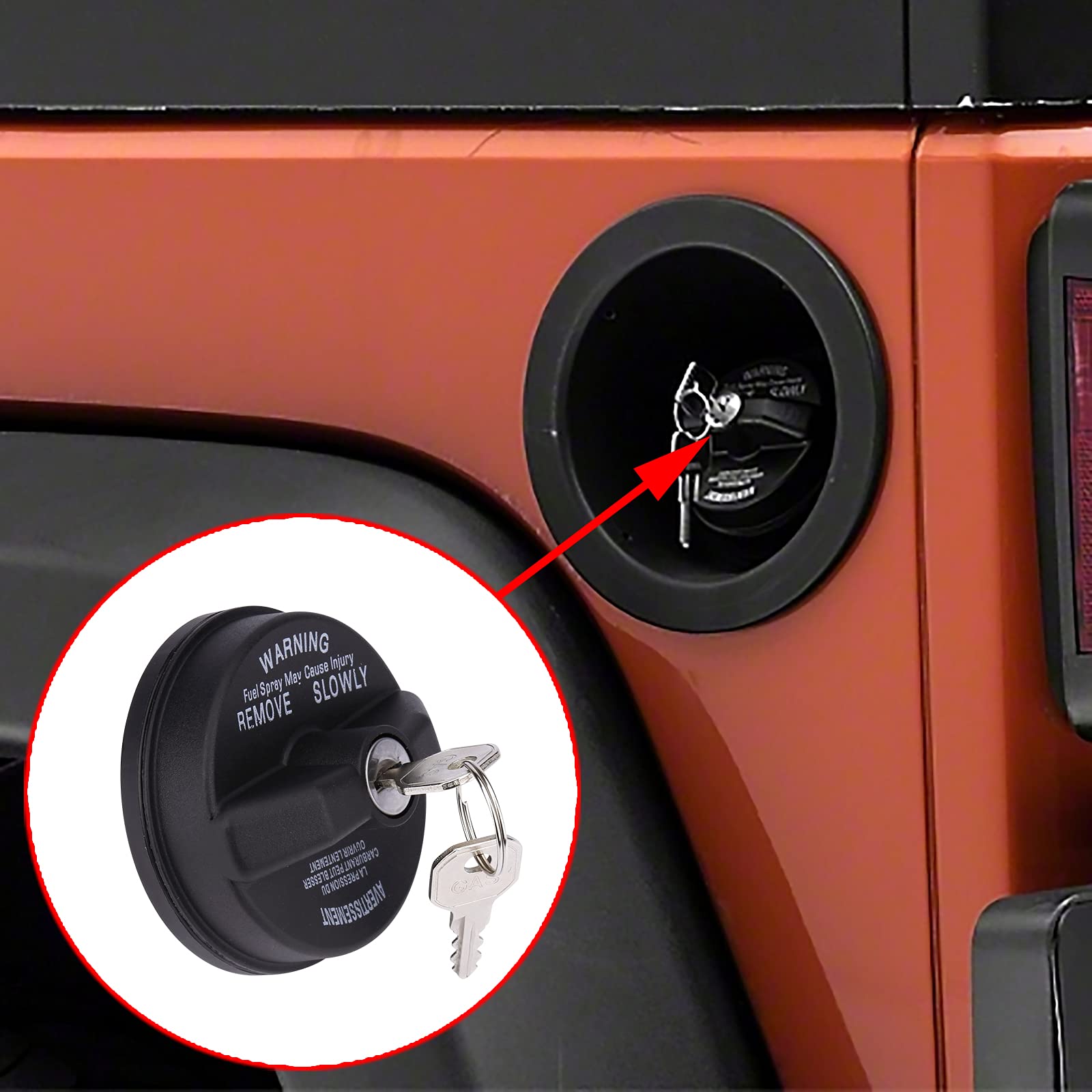 ONER AUTO PARTS Locking Gas Cap,Compatible with Chrysler Dodge Jeep Ram - Challenger Grand Caravan Ram 1500, Cherokee Wrangler TJ LJ JK JKU JL JLU JT,Replace# 05278655AB