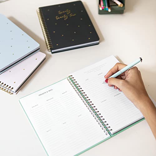 Letts Celebrate Weekly/Monthly Planner, 12 Months, January to December, 2024, Gold Twin-Wire Binding, A5 Size, 8.25" x 5.875", Multilingual, Mint (C082187-24)