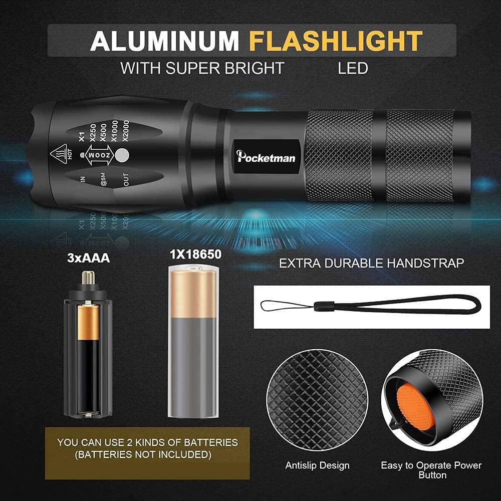 LED Tactical Flashlight Super Bright 2000 Lumen LED Flashlights Portable Outdoor Water Resistant Torch with 5 Light Modes(10Pack)