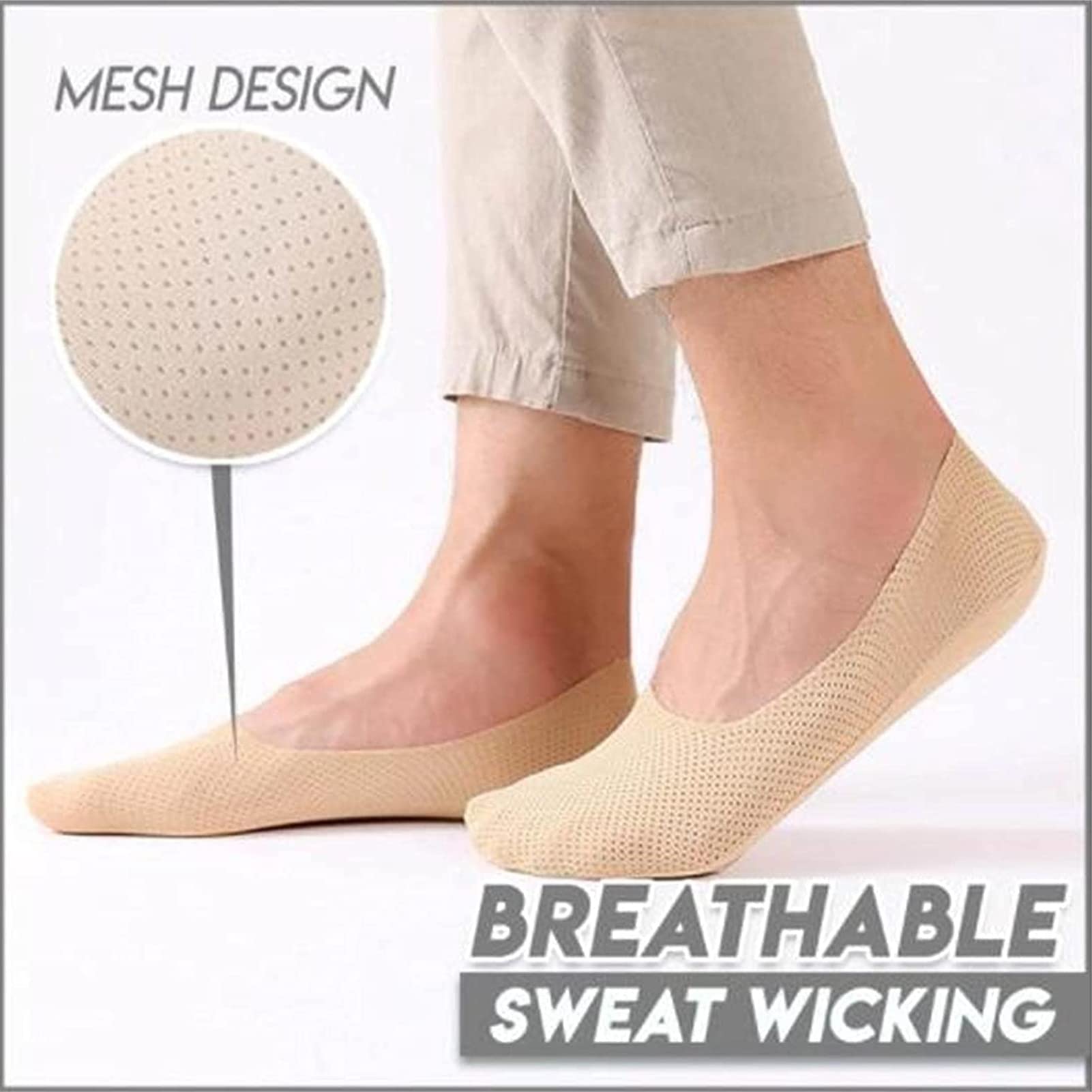 Meeyeet 6 pairs Breathable Ice Silk Socks, Flat Invisible 360 ββΒ° Non-slip Summer Socks with Prevents Odor Cooling Effect (6PCS)