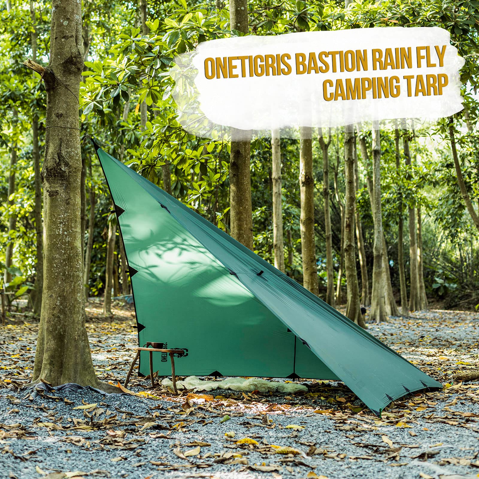 OneTigris Bastion Hammock Rain Fly Tarp Shelter Survival Gear, Waterproof Lightweight Compact for Camping Hiking Backpacking Survival Bushcraft