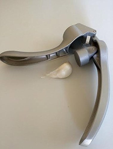 Pampered Chef Garlic Press 2575 - Easy Squeeze, Rust Proof, Ergonomic Handle - Professional Garlic Mincer & Ginger Press with Handy Cleaning Brush