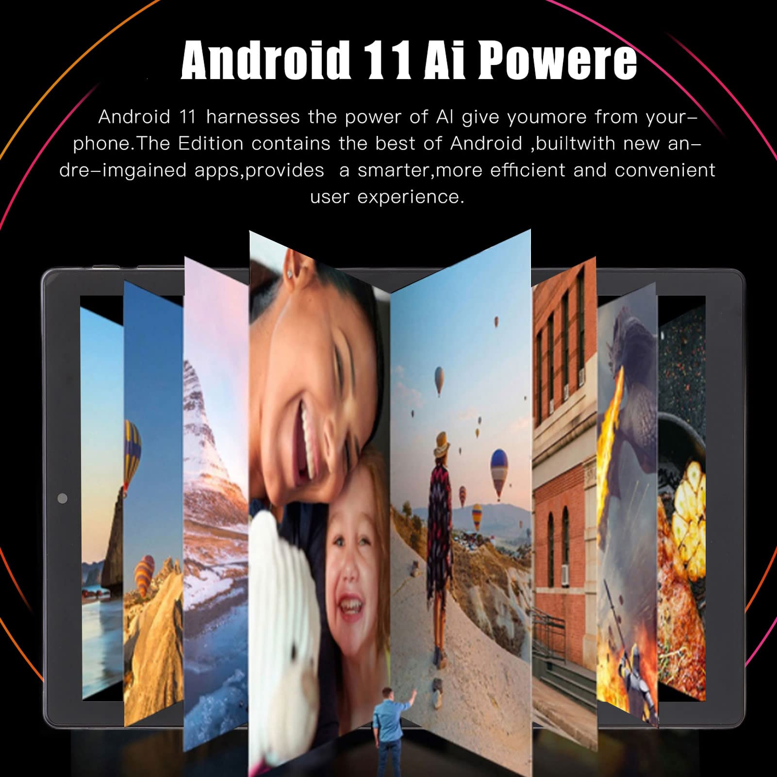 Silver Tablet, 6GB RAM 128GB ROM 10.1 Inch Tablet for Android11 for Office (US Plug)