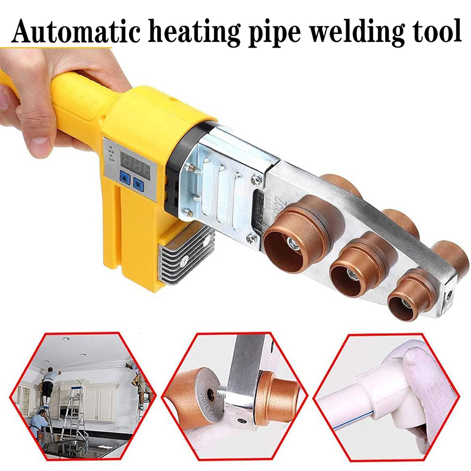 Plastic pipe welding tool,Plastic welder kit Contains welding heads of 6 diameters,Water Pipe Welding Machine Electric Heating Hot Melt Tools for PPR PE Tube 1000W 220V