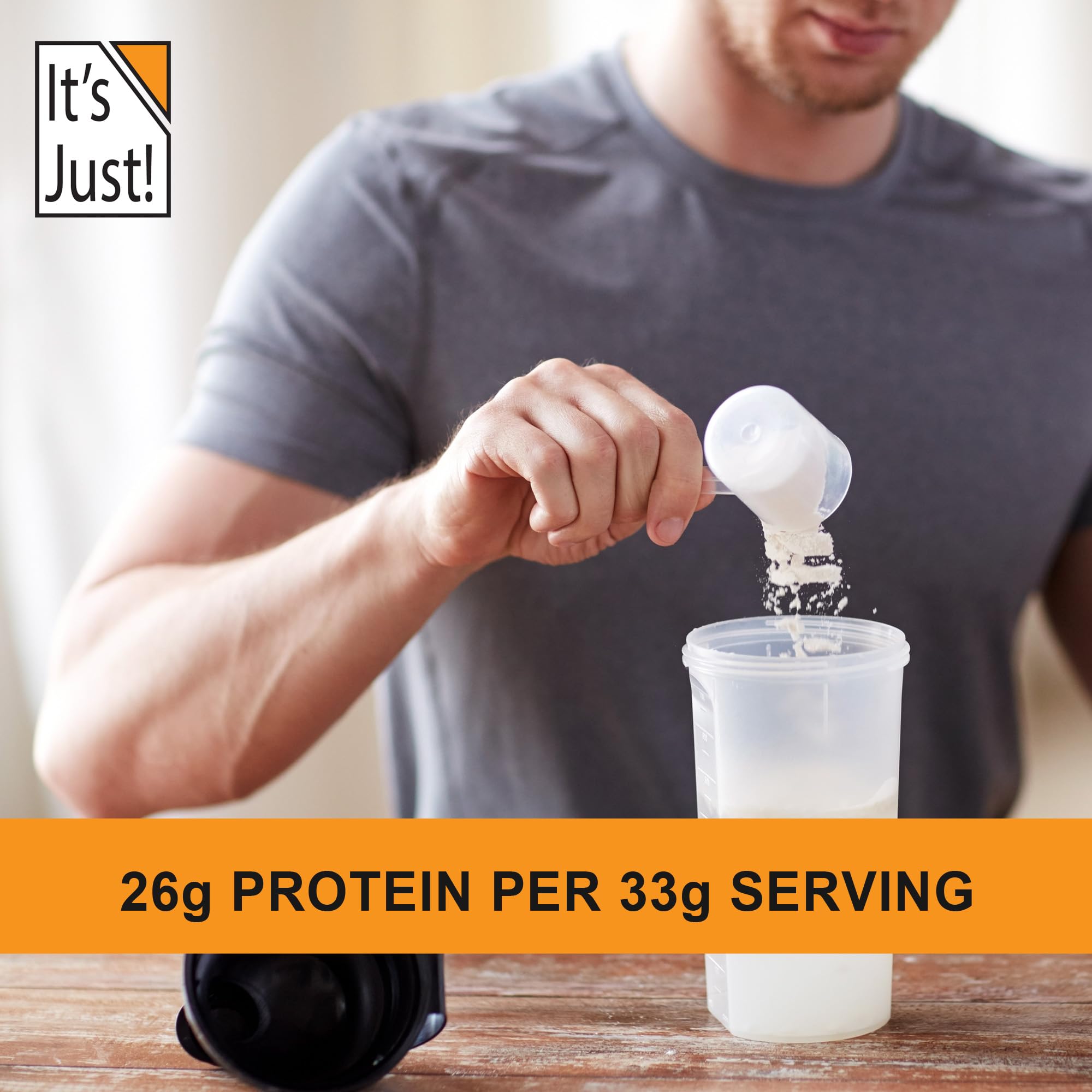 It's Just! - 100% Whey Protein Concentrate, Made in USA, Premium WPC-80, No Added Flavors or Artificial Sweeteners (Original/Unflavored, 20oz)