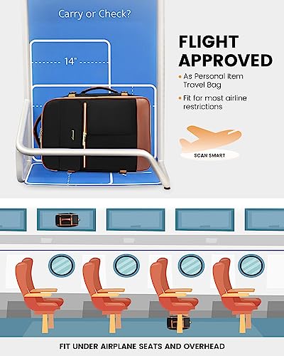 LOVEVOOK Carry On Backpack, 40L Travel Backpack Women with 3 Packing Cubes, TSA Airline Approved Suitcase Bag as Personal Item, Waterproof 17 inch Laptop Backpack for Weekender Overnight, Black Brown
