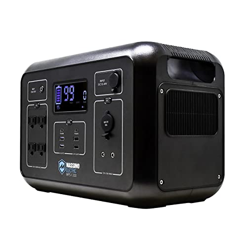 Portable Power Station | Massimo Back up Battery with Built-in AC/DC/USB Outlets| CPAP Power Supply, Solar Generator (Solar Panel Not Included) (1200W)