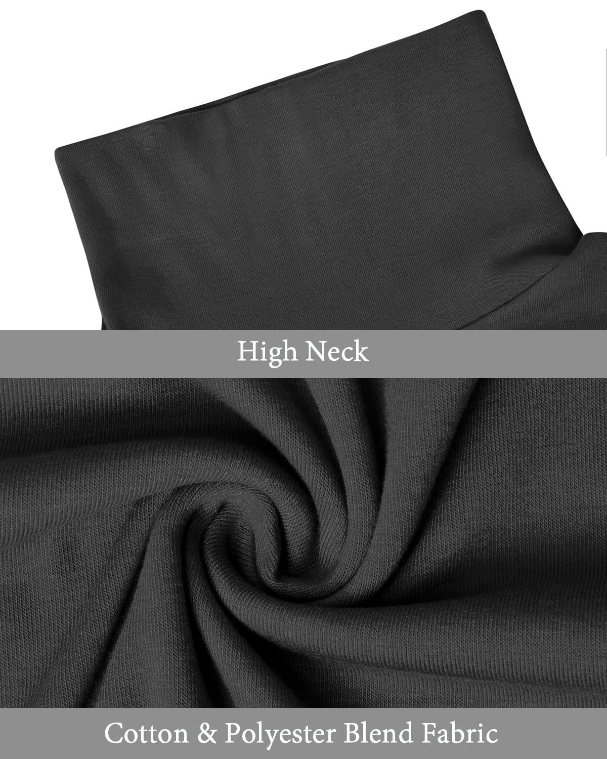 LE VONFORT Mens Turtleneck Long Sleeve T Shirts Slim Fit Thermal Undershirt Lightweight Pullover Black X-Large