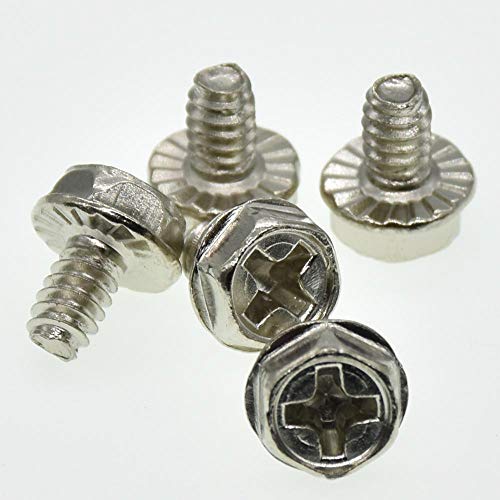 WAAZI Industrial Screws 50Pcs 6-32 * 6 Thread Teeth Outside Hex Computer PC Case Cooling Fan Toolless Adjustment Screw Thumbscrews Thumb Screw (Color : Silver)