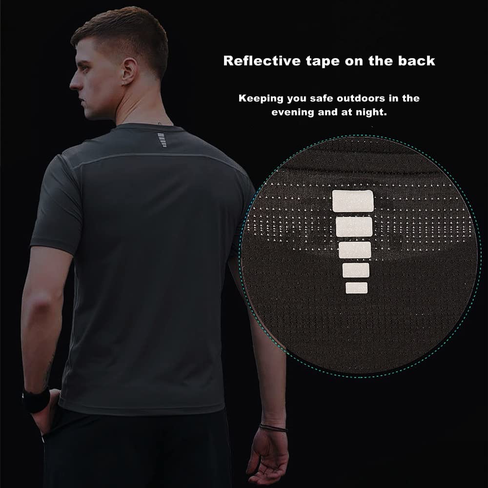 ON YOUR LEFT Dry Fit T-Shirts for Men, Athletic Running Short Sleeve Crewneck Mens Tshirts, Workout, Athletic, Casual (4X-Large, Black)