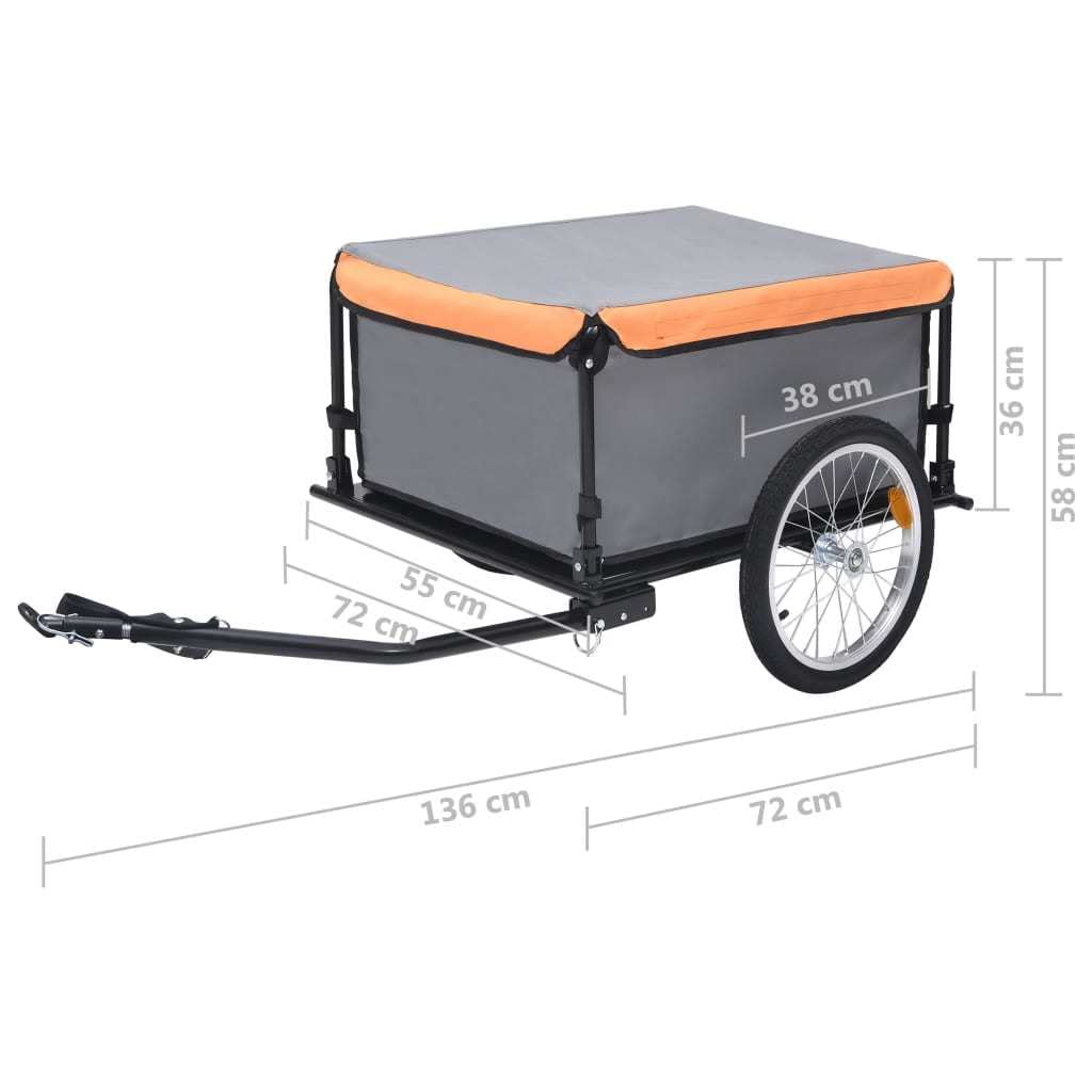MengK Bike Cargo Trailer Gray and Orange 143.3 lb