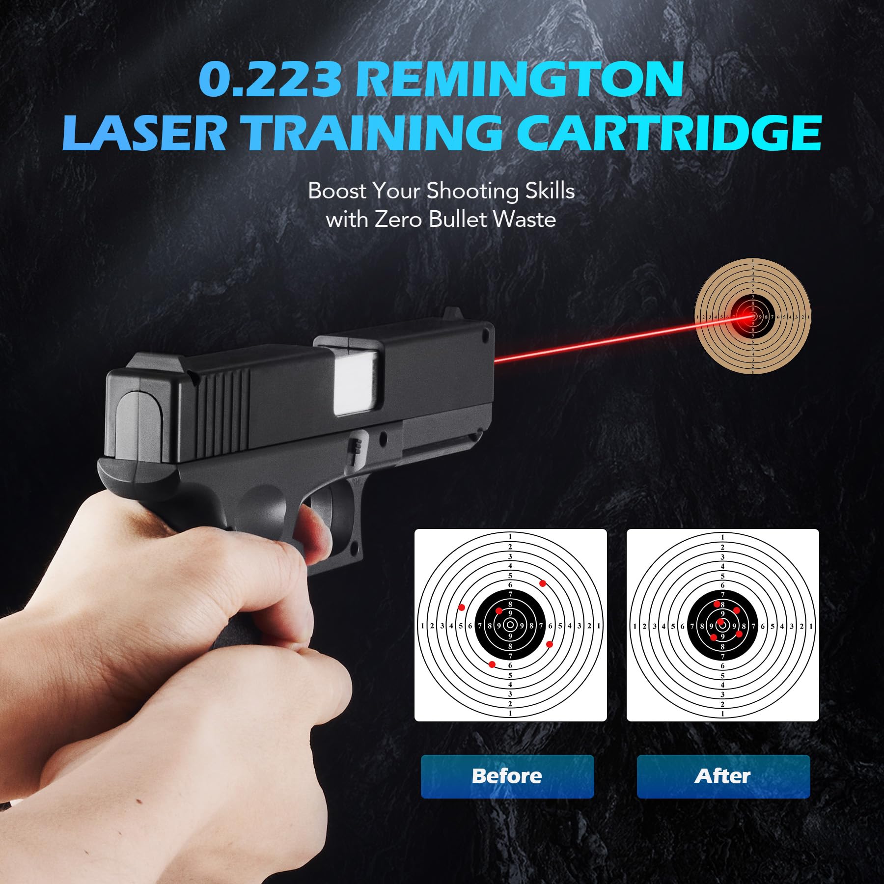 PINTY Dry Fire Laser Training Cartridge, .40 S&W Laser Ammo Bullet for Dry Fire Training Practice, Red Laser Ammunition Shooting Accessory with Batteries, O Rings, & Back Caps for Pellet BB Guns More
