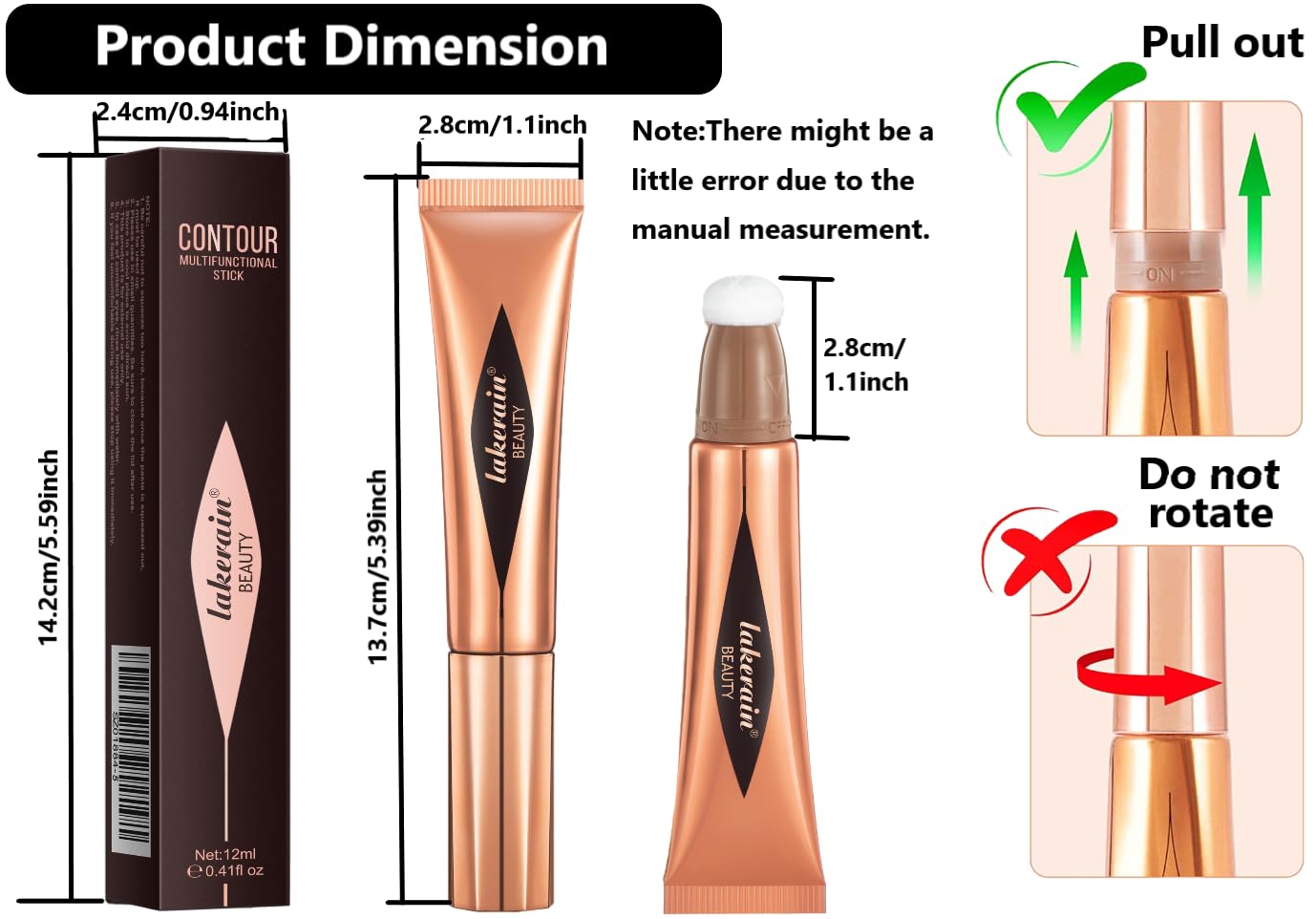 Liquid Contour Beauty Wand - Long Lasting Smooth Natural Matte Finish Makeup Contouring Stick - Lightweight Silky Blush Highlighter (cherry red)