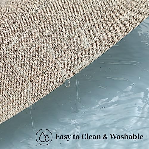 Leetaltree Beige Placemats Set of 4 - Heat Resistant Non-Slip Place mats for Dining Table, Washable Durable PVC Vinyl Woven Table Mats(Beige, 4)