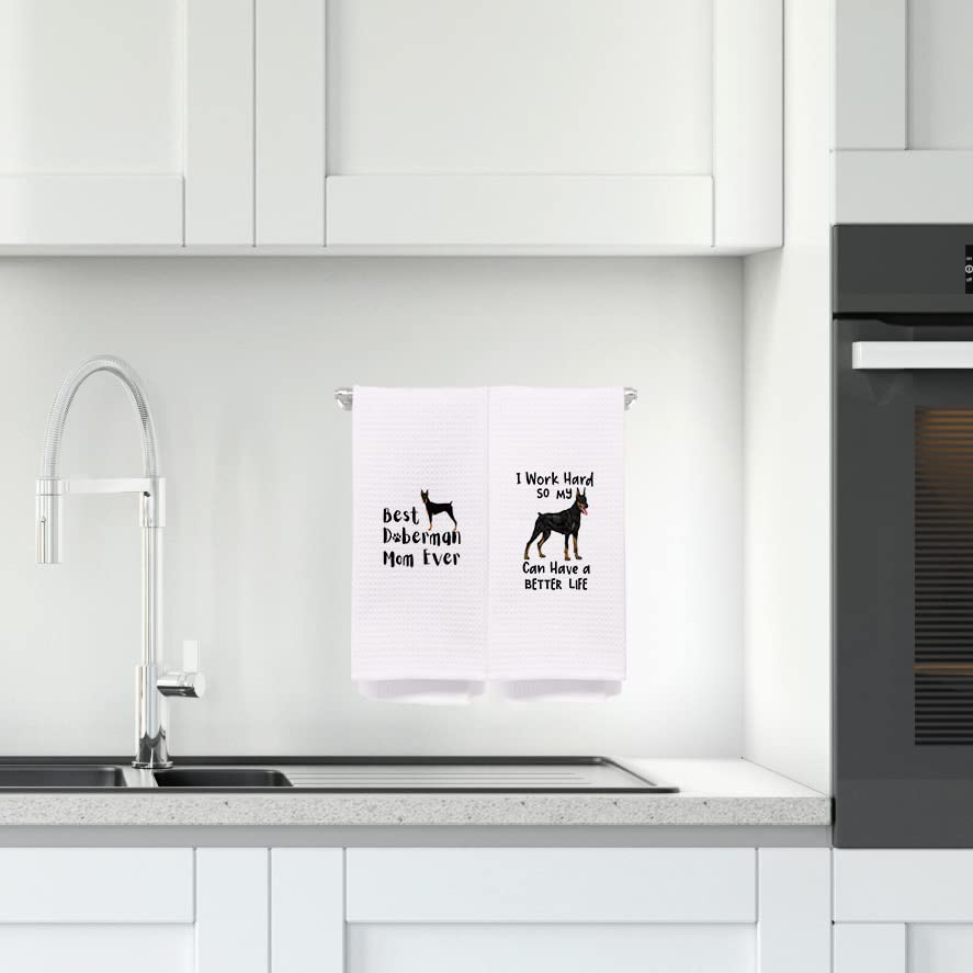 NEGIGA Doberman Gifts,Doberman Gifts for Women,Kitchen Towels,Kitchen Towels and Dishcloths Sets,Towels Sets of 4