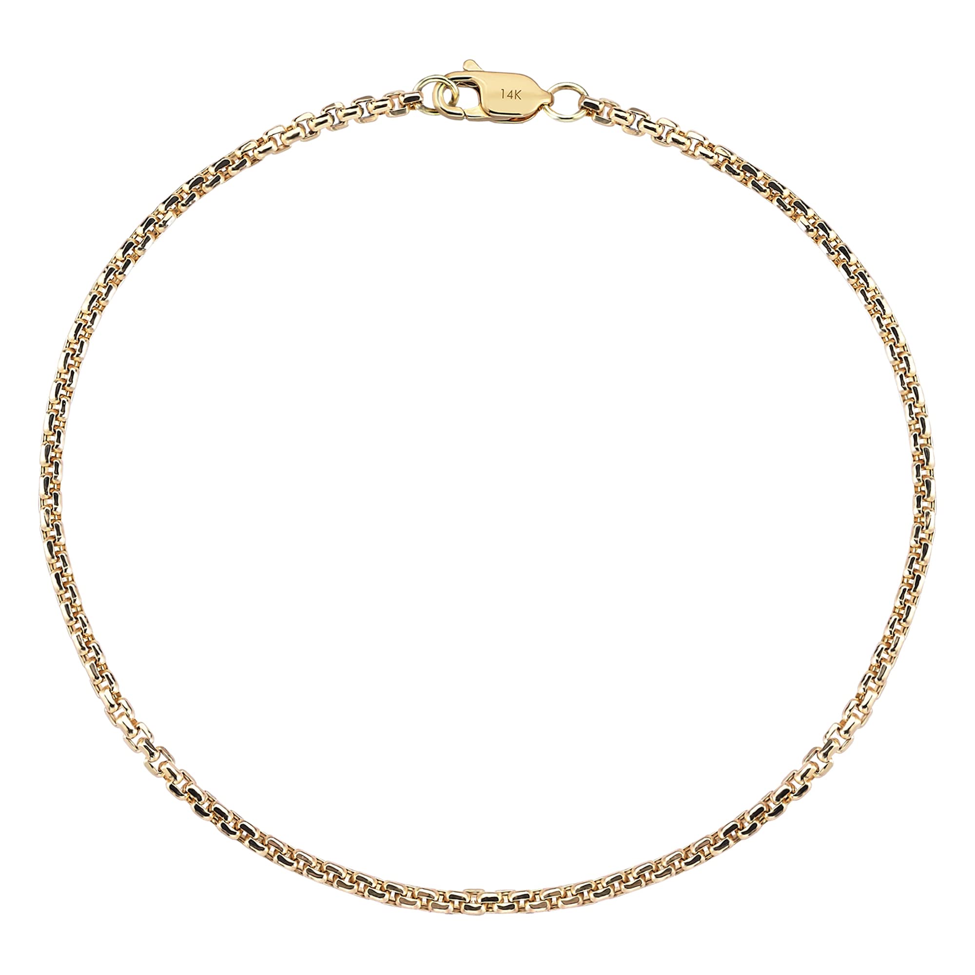 Norm Jewels Lightweight Stacking Link Chain Bracelet in 14k Solid Gold Box Chain Bracelet for Women Men (YELLOW, 5 inches)