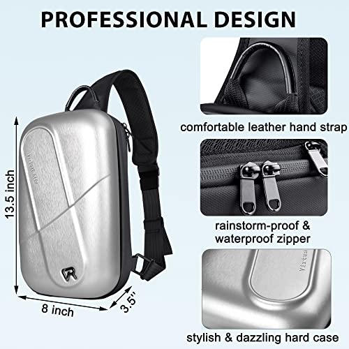 Piskyet Detachablea VR Backpack Case/Official Elite Strap Carrying Case, Hard Travel Case - Brushed Silver