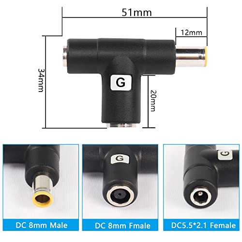 PNGKNYOCN DC 8mm Y Branch Adapter,DC 7909 Male to DC 7909 Female and DC 5521 Splitter for Solar Panel RV Portable Power Station Solar Generator and More(2-Pack)