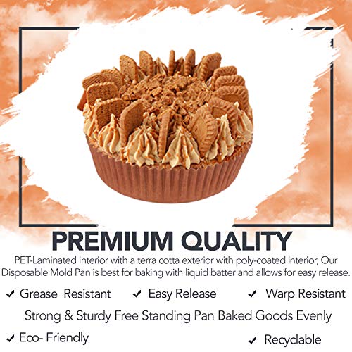 Round Paper Baking Mold 50pc, Disposable Eco- Friendly bakeware tart pans & Pie pan, Microwave Freezer Oven Safe, Providing Beautiful Forms for Bake & Serve, 3.5β x 1.25" 5oz