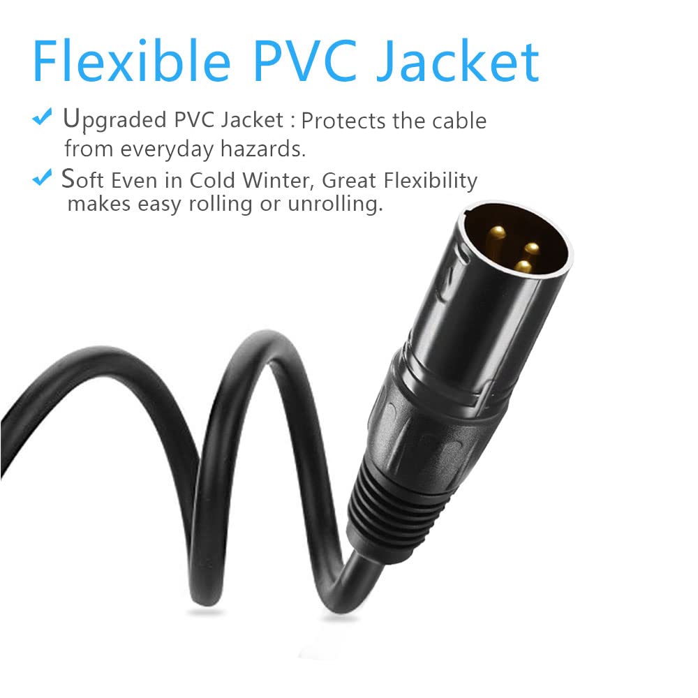 JLPOW 10 ft Flexible DMX Cable, Gold-Plated 3 Pin Signal XLR Male to Female DMX Cable Wire, Best for DJ Stage Lighting Moving Head Lights Par Light (4 Pack)