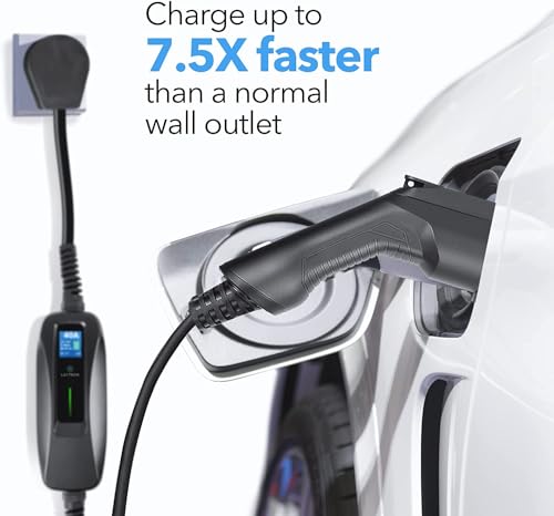 Lectron Electric Vehicle Charger 40 Amp - Level 2 EV Charger (240V) with 15ft Extension Cord & NEMA 14-50 Plug Compatible with All J1772 EVs