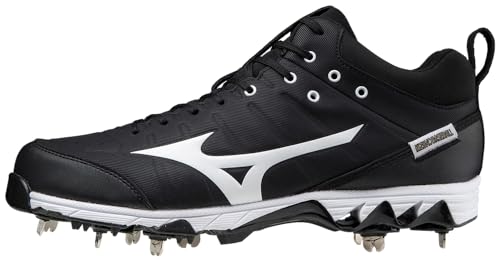Mizuno 9-Spike Men's Metal Baseball Cleat 11 1/2, Black-White (9000)