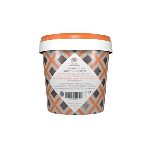 Maldon Salt, Smoked Sea Salt Flakes, 1.1 lb (500 g), Bulk Tub, Kosher, Natural, Gently Smoked Over Oak, Handcrafted, Gourmet, Pyramid Crystals