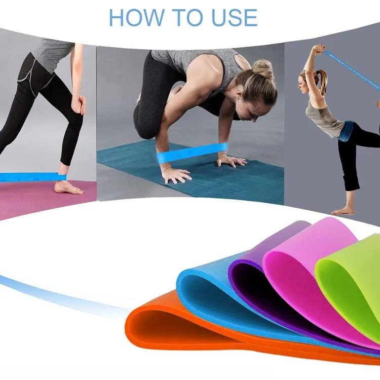 Simple Resistance Loop Exercise Bands with Carrying Bags, Set of 5,Yoga Exercises,Gymnastics,Bodybuilding,Booty Exercise