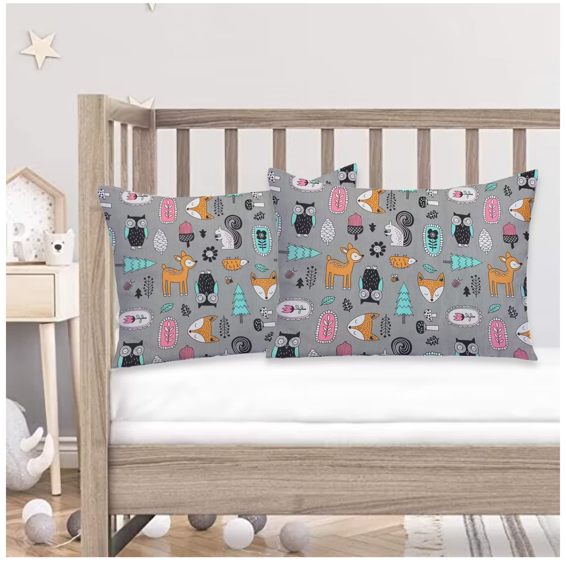 Toddler Baby Pillow Case - Cotton Pillowcase Bedding 2 Pack, Super Soft Envelope Closure Travel Pillow Cases for Nursery, Kids, Boys and Girls, 14 x 20 Inches