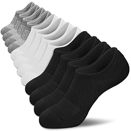 PAPLUS No Show Socks Womens 6 Pairs, Non Slip Cushioned Low Ankle Socks with Arch Support