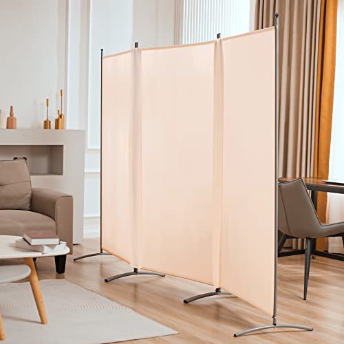 Spurgehom Room Divider,3 Panel Folding Partition Privacy Screens, Freestanding Fabric Room Panel, Portable Folding Room Divider Wall for Office, Room,Restaurant,102" W X 71" H Beige