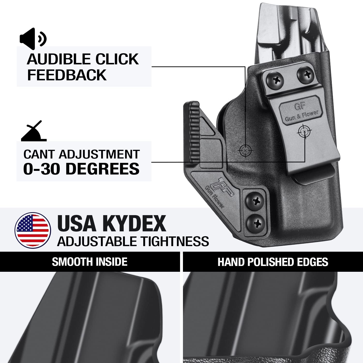 IWB Kydex Holsters Compatible with Smith and Wesson M&P Shield 9mm/.40, Inside Waistband Concealed Carry S&W Shield IWB Holster, Adj. Retention, RH