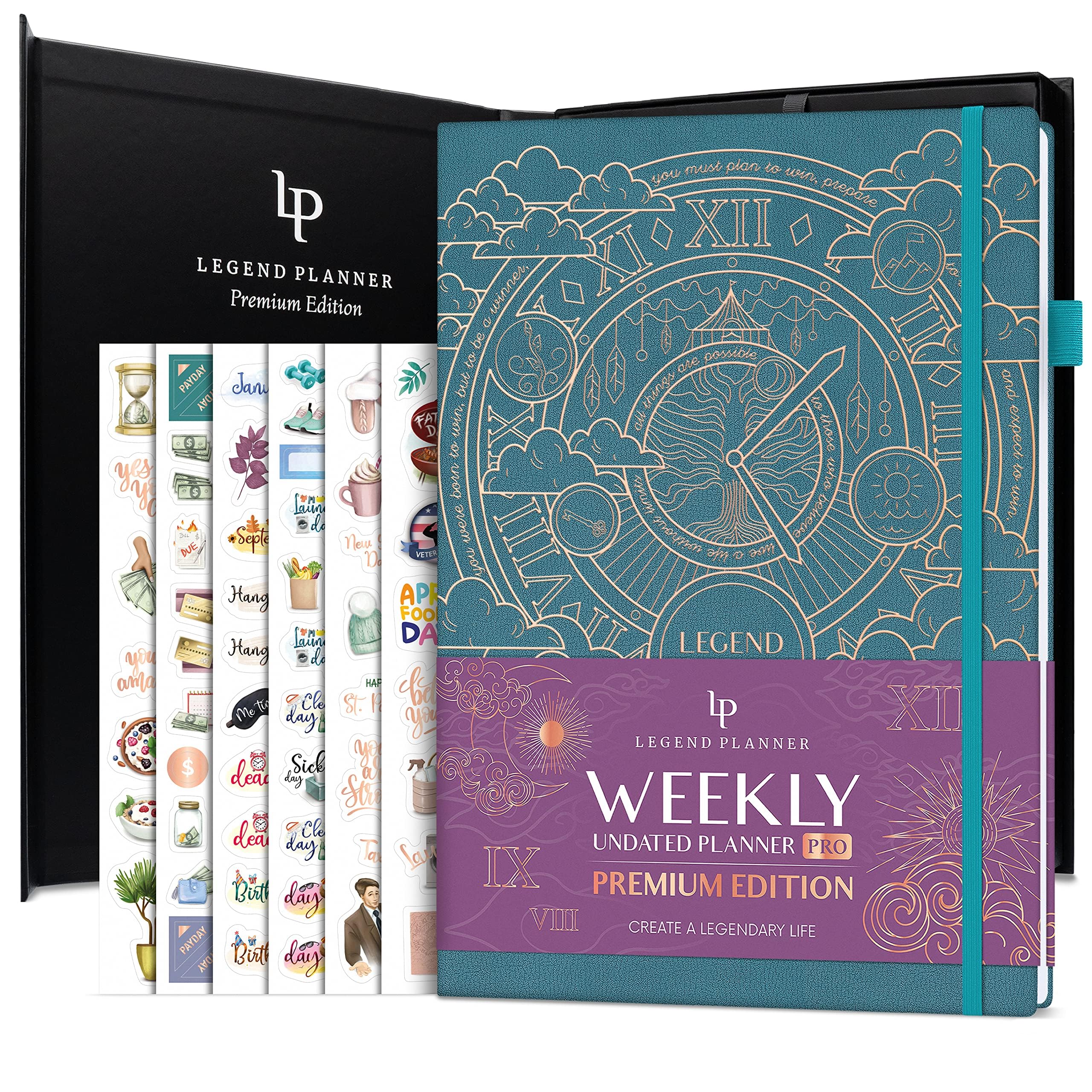 Legend Planner PRO Premium ā Large Undated Weekly, Monthly & Budget Planner with Habit Tracker ā Life Organizer for Time & Task Management, Goal Setting & Productivity ā A4 size (Dark Teal)