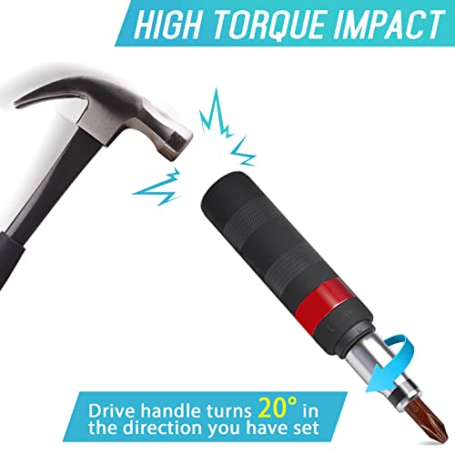 TAILUG 1/2" Hand Manual Reversible Impact Driver, 8 PCS Impact Screwdriver S2 Steel, Rusted Fasteners or Frozen Bolts Manual Impact Driver