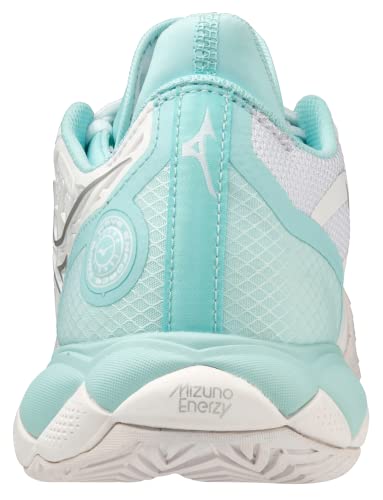Mizuno Women's Enforce Tour Tennis Shoe, White Turquoise, 8