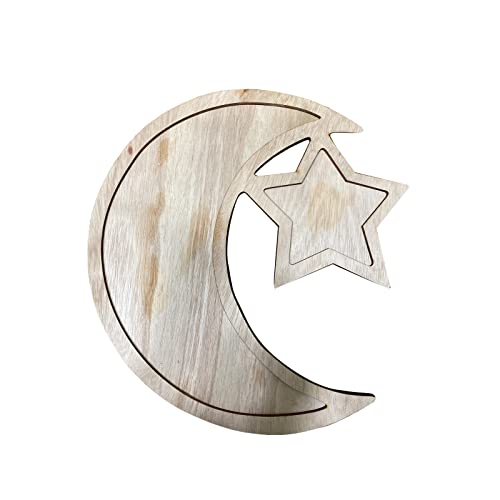 Moon Star Dessert Tray Dining Table Carved Ornaments Dessert Tray Artifact Creative Wooden Ornaments Special Shape Eid Star Moon