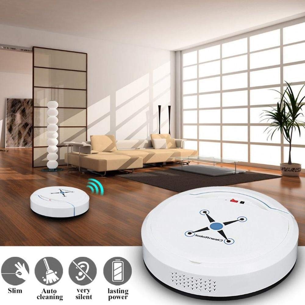 LSXLSD Household Charging Automatic Robot Vacuum Cleaner Ultrathin Small Rechargeable Vacuum Cleaner Sweeping Robot (Color : White)