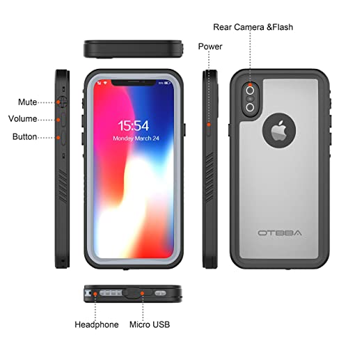 OUNNE iPhone X Case-iPhone Xs Case, Waterproof Dustproof Shockproof Case for iPhone X/Xs, Full Body Protection Cover with Built-in Screen Protector, iPhone X/Xs Waterproof Case