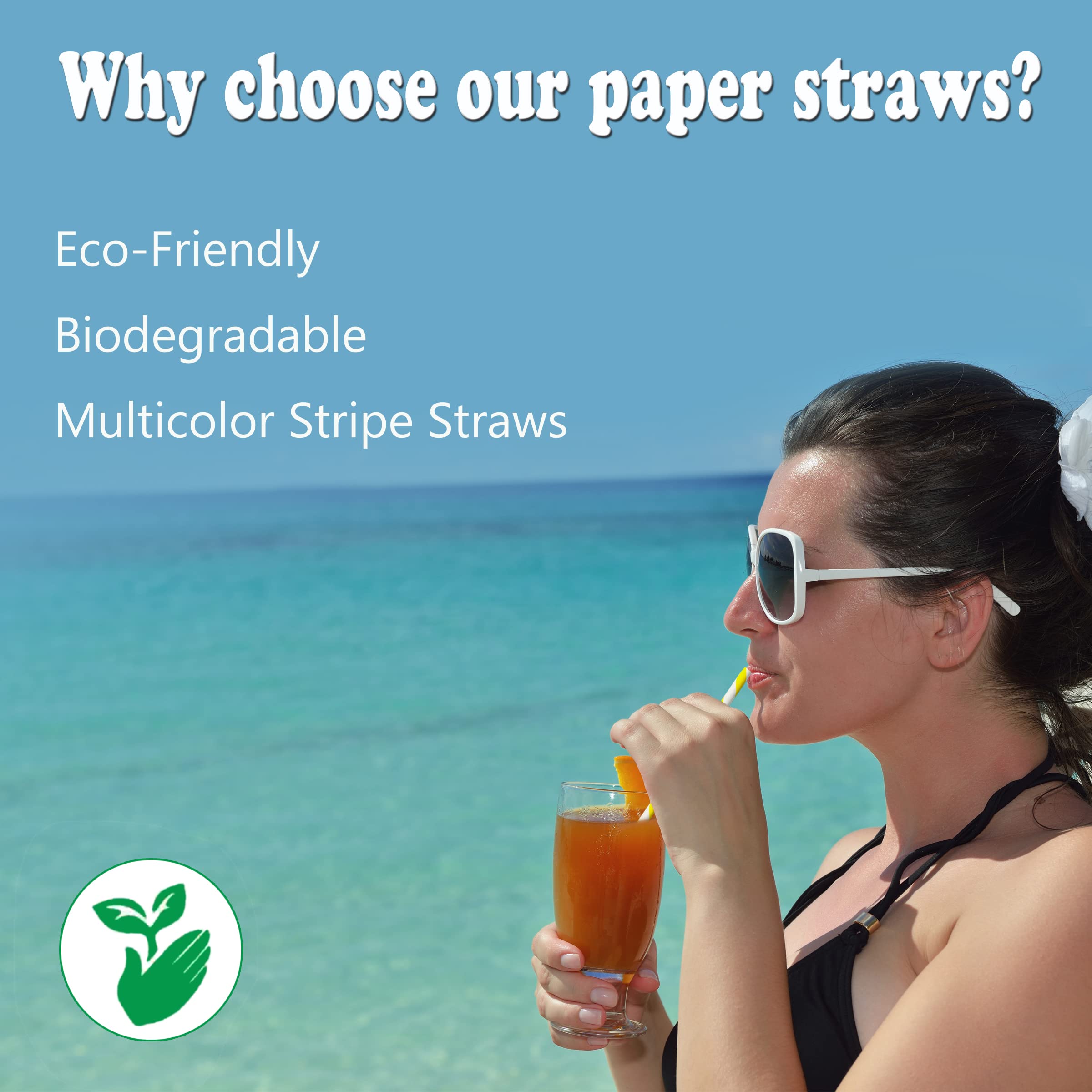 Paper Straws,200 Pcs Paper Drinking Straws For Wedding Party Restaurant Juice, Coffee Cold Drinks, Dessert and DIY Decoration (Stripe)