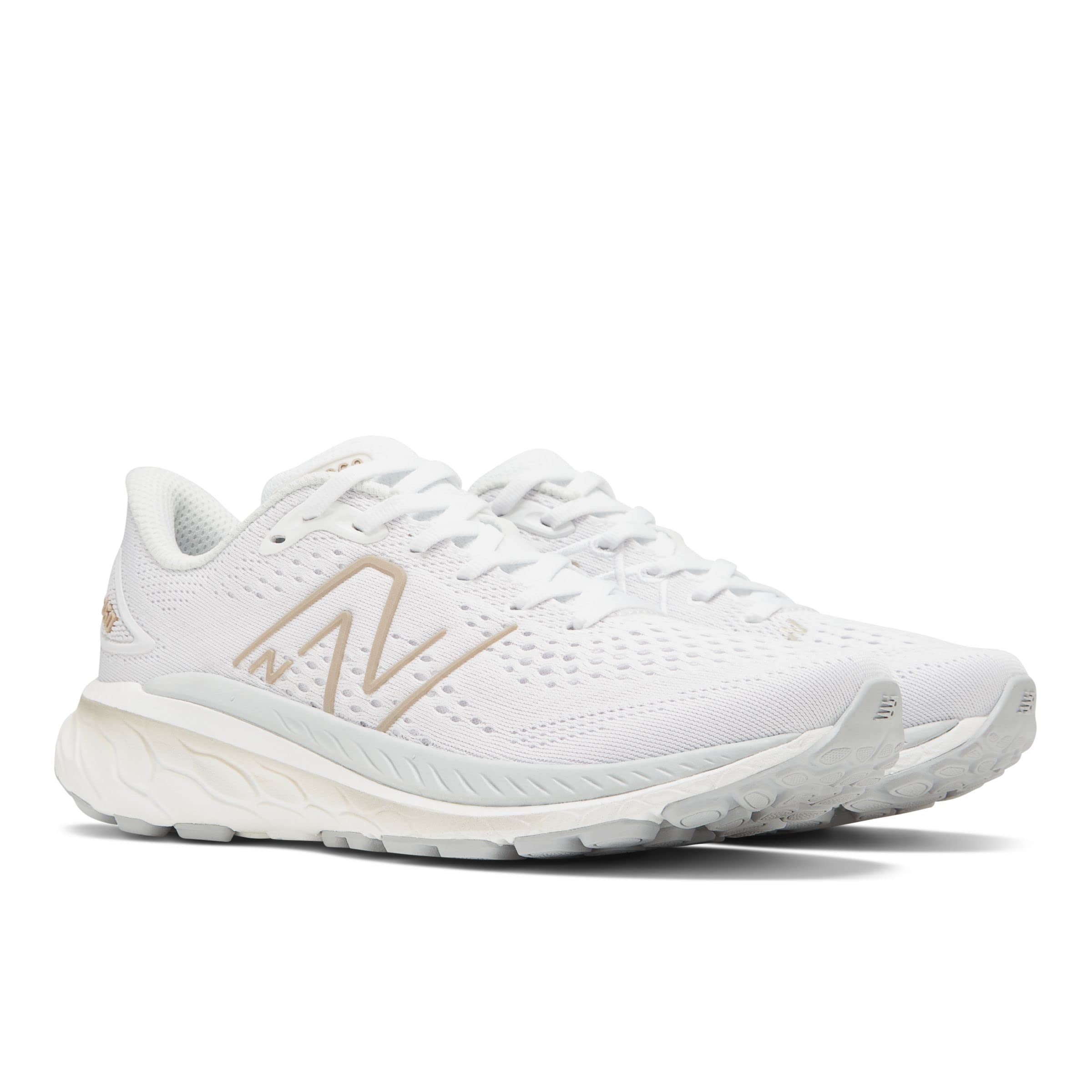 New Balance Women's Fresh Foam X 860 V13, White/Light Aluminum/Light Gold Metallic, 9