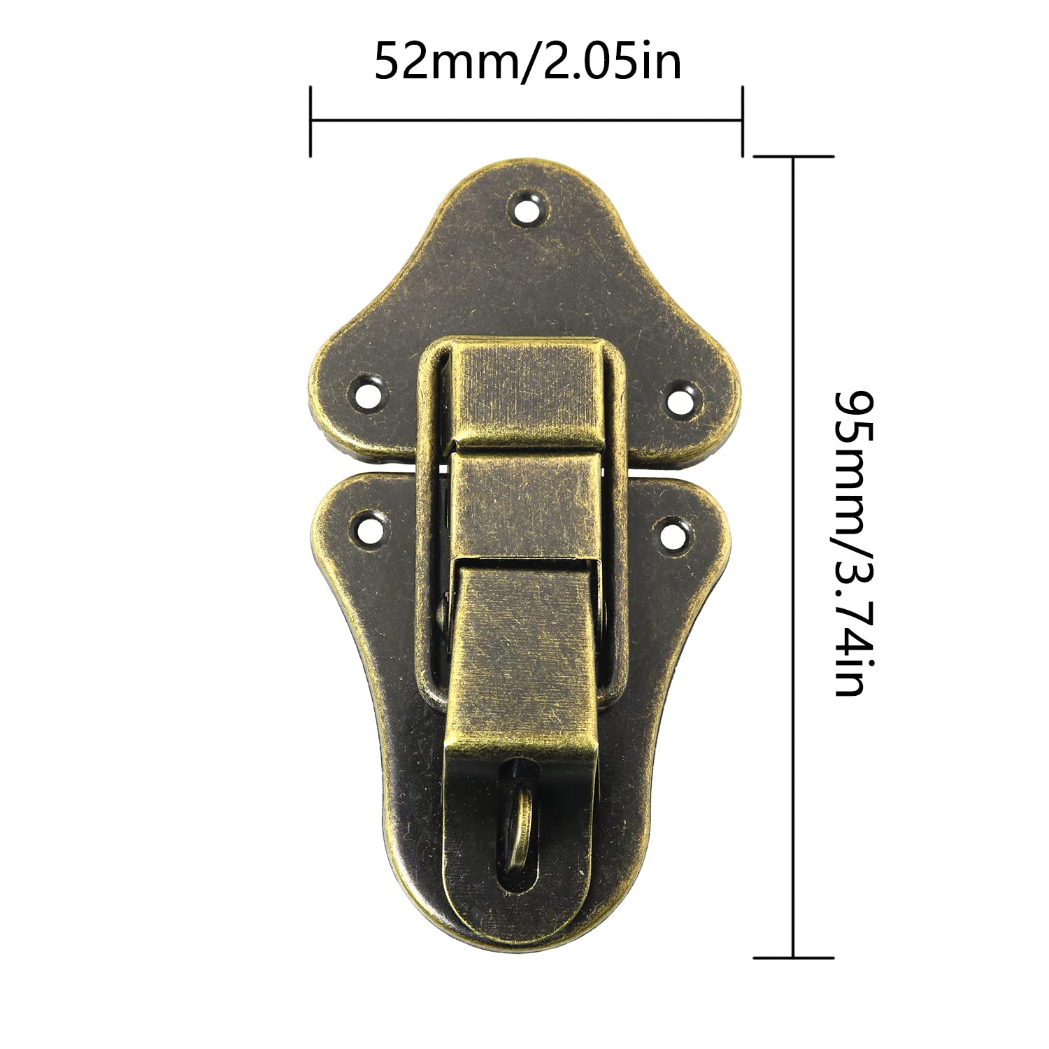 Toggle Catch Lock JianLing 2pcs 95x52mm Bronze Iron Hasp Latches with Screws Jewelry Box Hinges Hasp Latch Lock Furniture Hardware Accessories