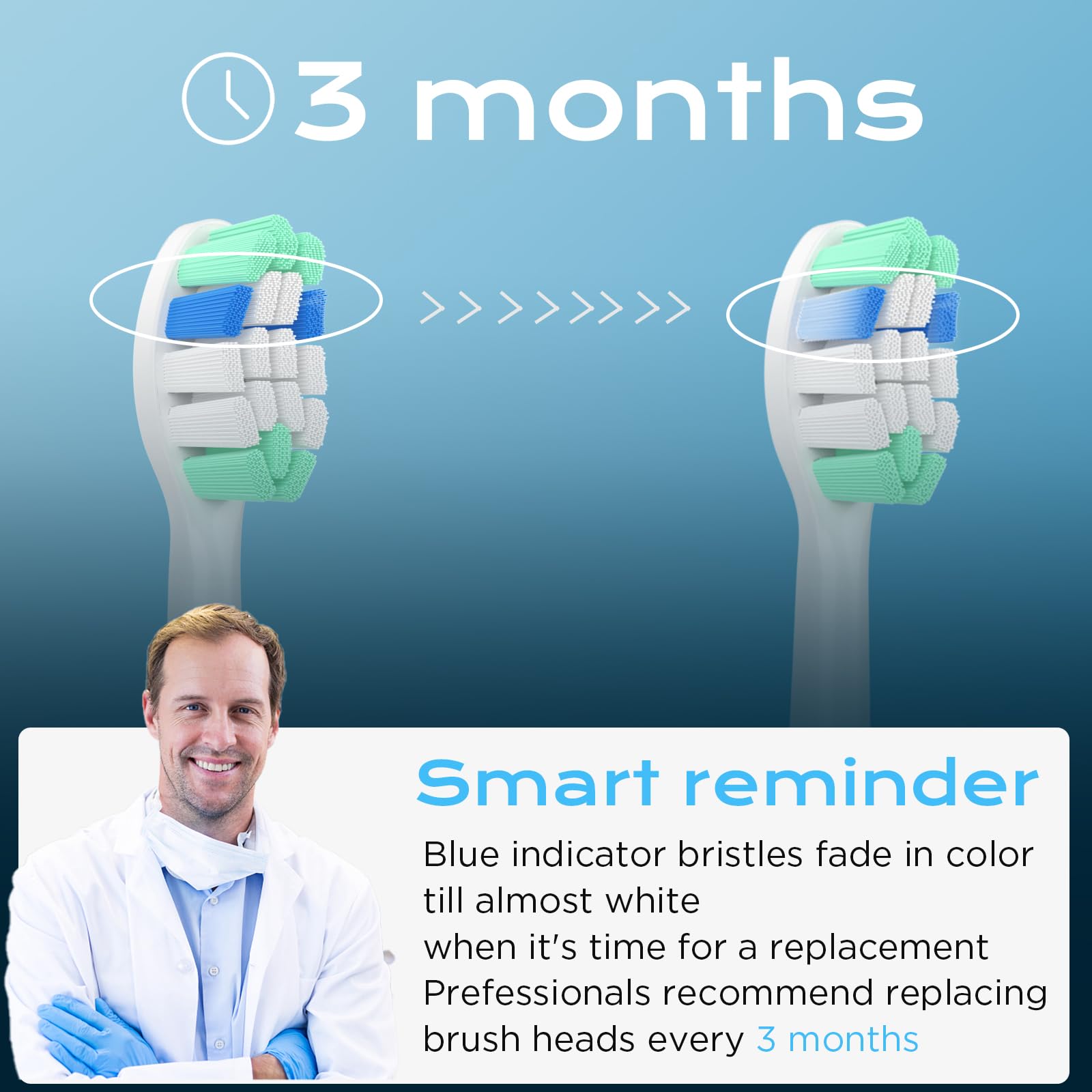 Toothbrush Replacement Heads for Philips Sonicare, Electric Replacement Brush Head Compatible with Snap-on Phillips Sonic Care Toothbrush Head (8 Pack)