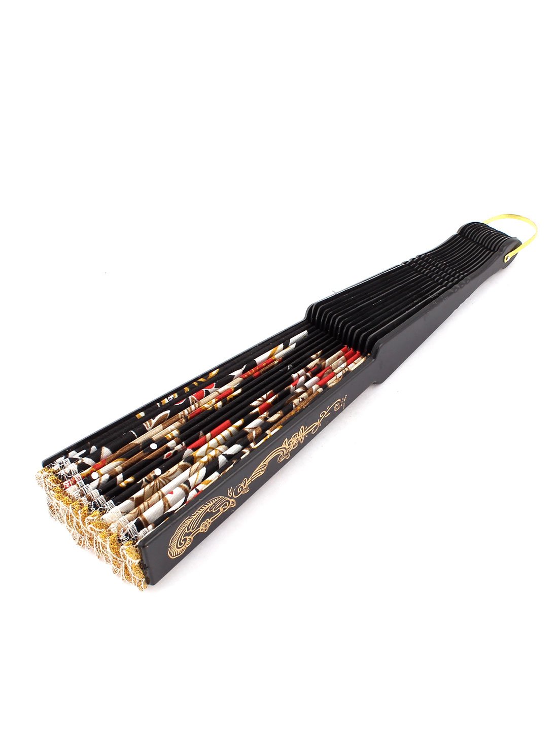 Qtqgoitem Blossom Pattern Ladies Dancing Show Folding Hand Fan Khaki Black (model: e7e 86c 4b3 58e d5a)