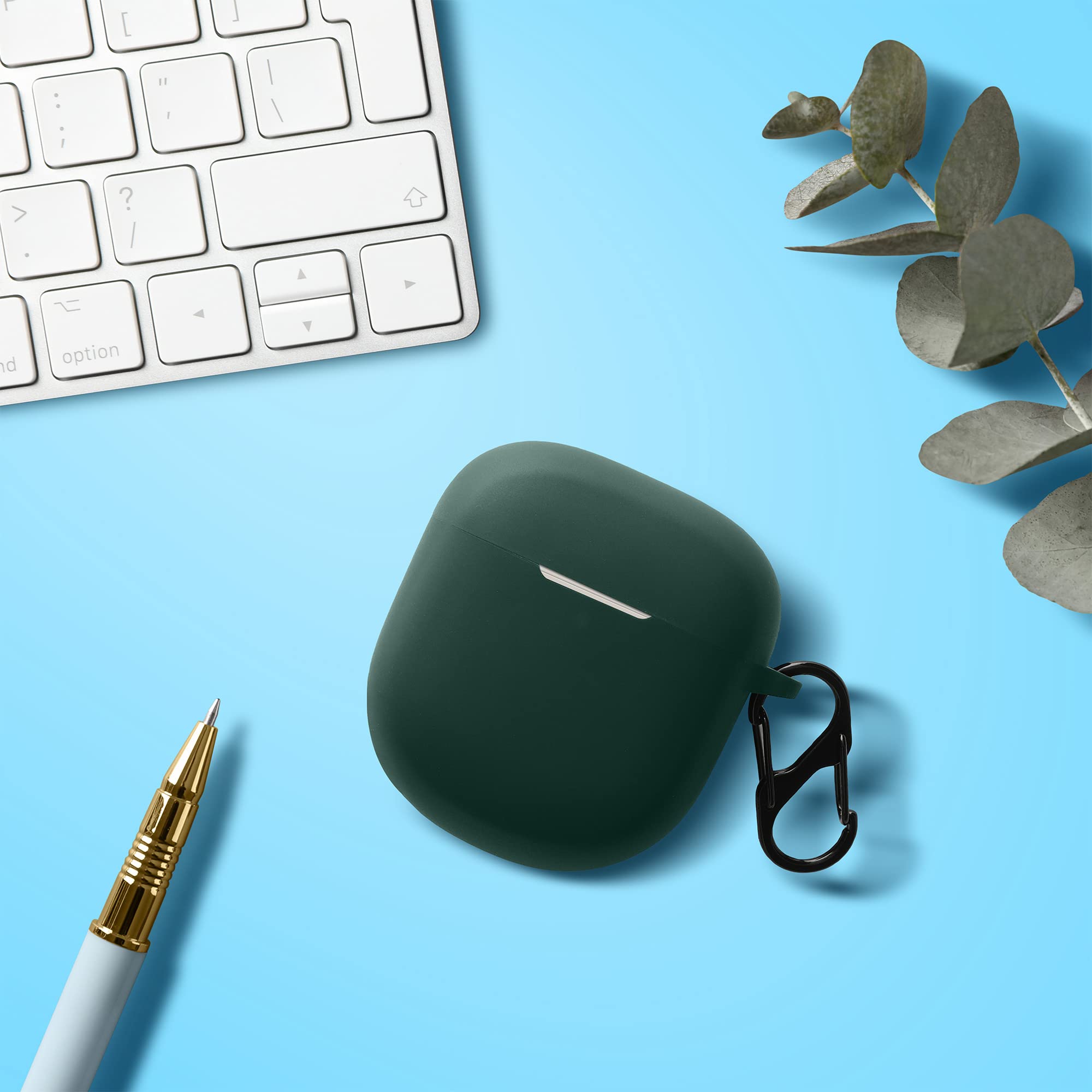 kwmobile Case Compatible with Bose QuietComfort Earbuds II Case - Silicone Cover Holder for Earbuds - Dark Green