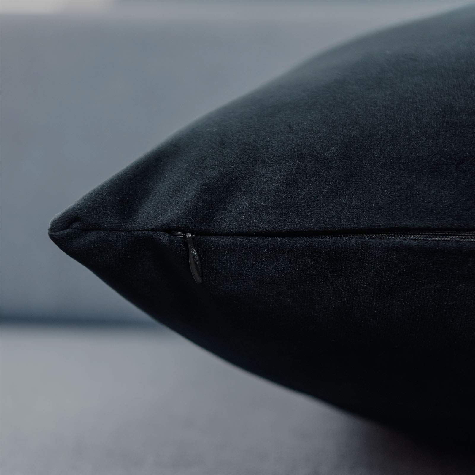 JUSPURBET Black Velvet Throw Pillow Covers 24x24 inch Set of 2 for Living Room Couch Sofa Bedroom Decorative Square Solid Soft Cushion Cases with Invisible Zipper