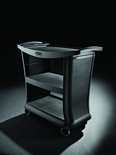Rubbermaid Commercial Products Executive Series Utility Cart with Wheels, Black, Two Shelf Cart for Kitchen/Restaurant/Cafeteria/School/Storage 300 lbs. Capacity