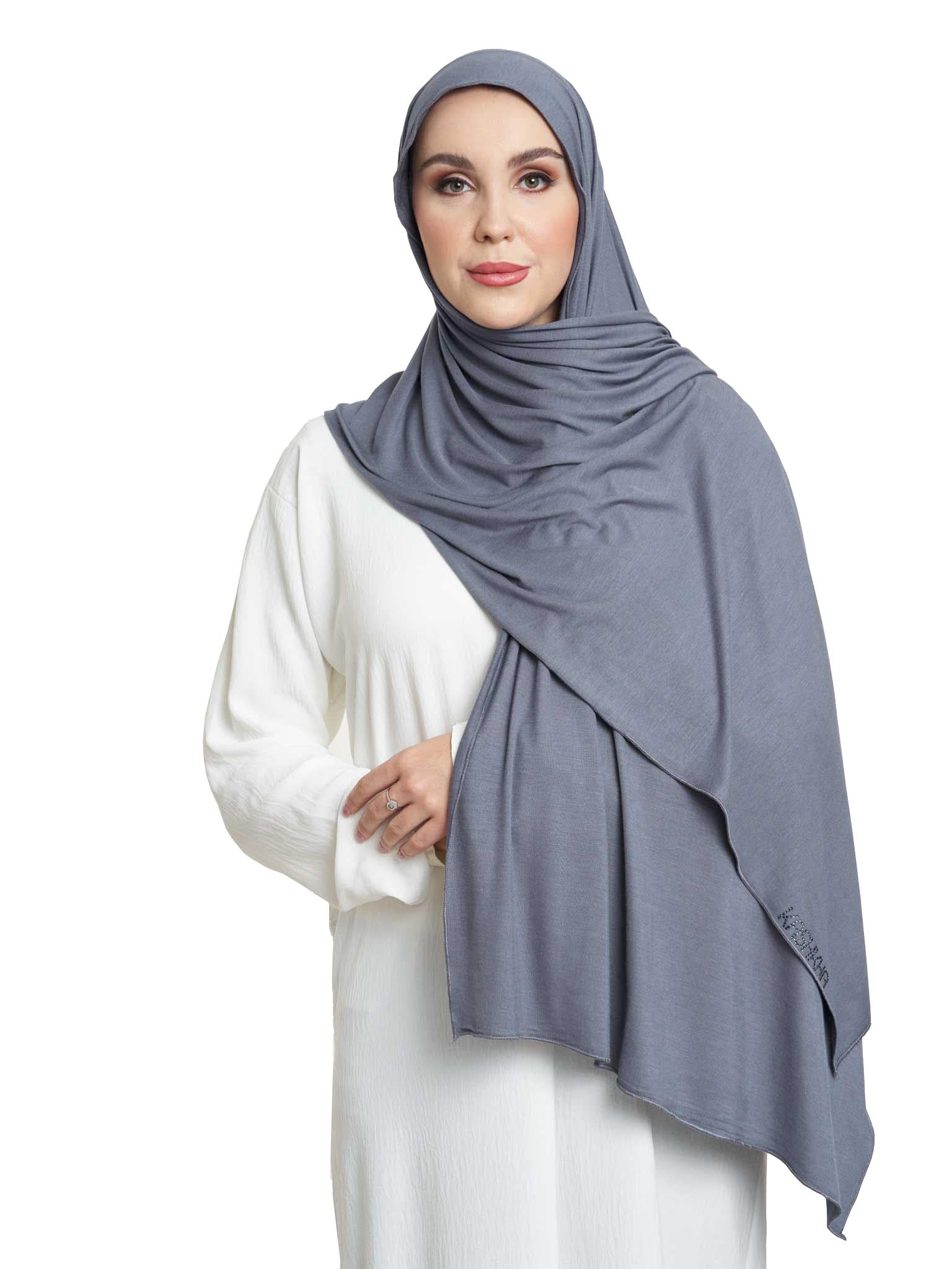 Kashkha Women's Plain Cotton Jersey Lightweight Hijab Scarf, Black, 22inches Width*77inches Length /(55cm*200cm)