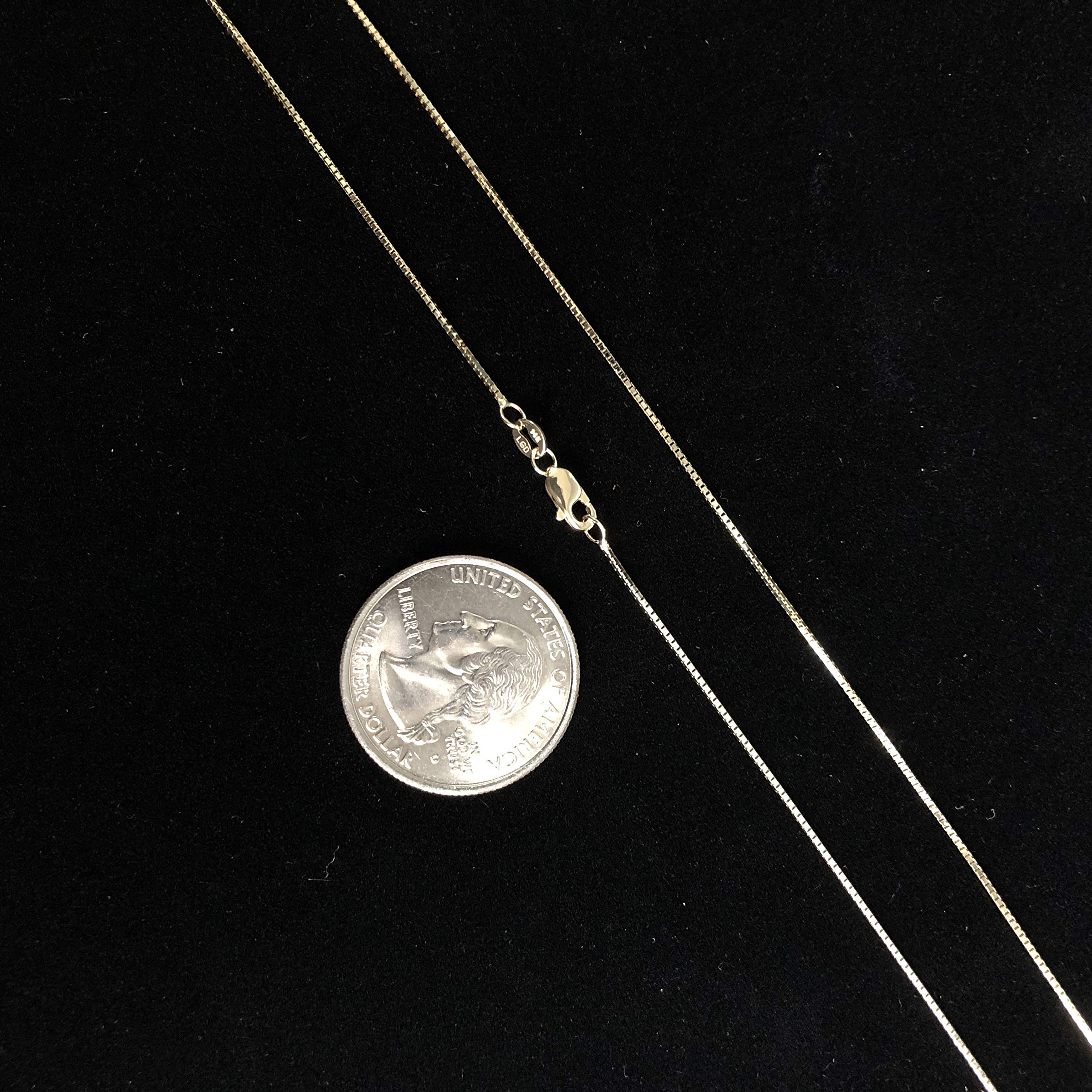 Ioka - REAL Solid 14K Yellow Gold 0.8mm Box Chain Necklace For Women with Lobster Clasp - 16"