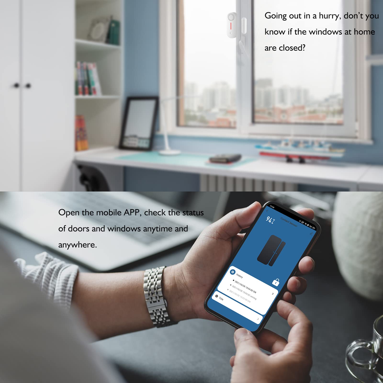 SEHOMY WiFi Door Open Sensor Alarm 120 db Loud (Timed Arming and disarming), Smart Window Alarms for Home Security, App Control Realtime Burglar Alert Compatible with Alexa Google Assistant